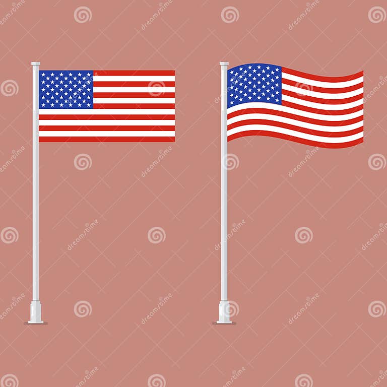 American flag on pole stock vector. Illustration of banner - 96226036