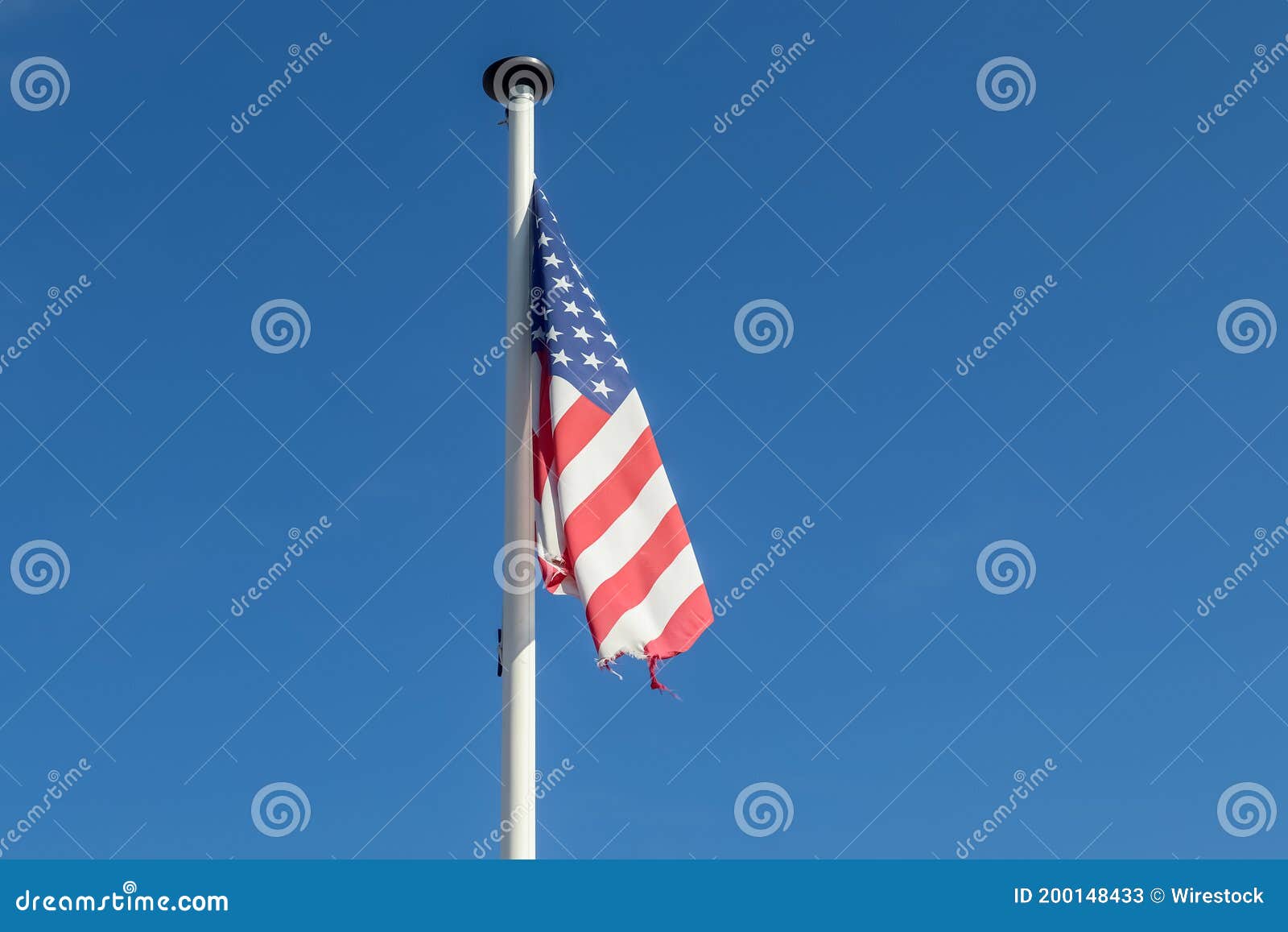 American Flag on a Pole Waving in the Sky Stock Image - Image of ...