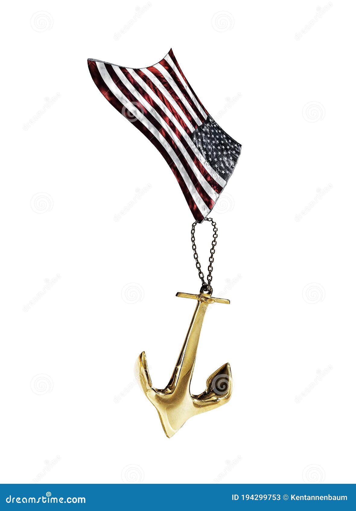 American Flag Pulled Down by Anchor Stock Image - Image of perspective ...