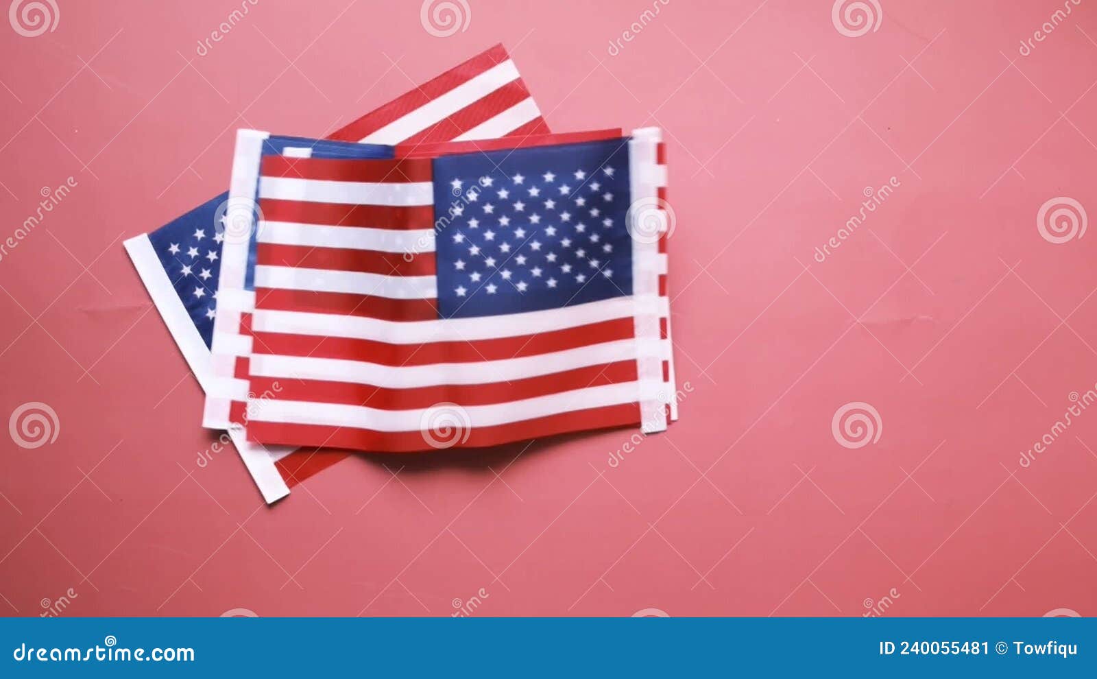 Slow Motion of American Flag Drop on Red Background Top View Stock ...