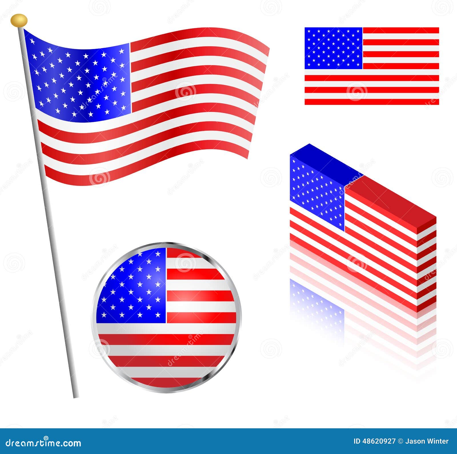 American Flag Set stock vector. Illustration of pole - 48620927