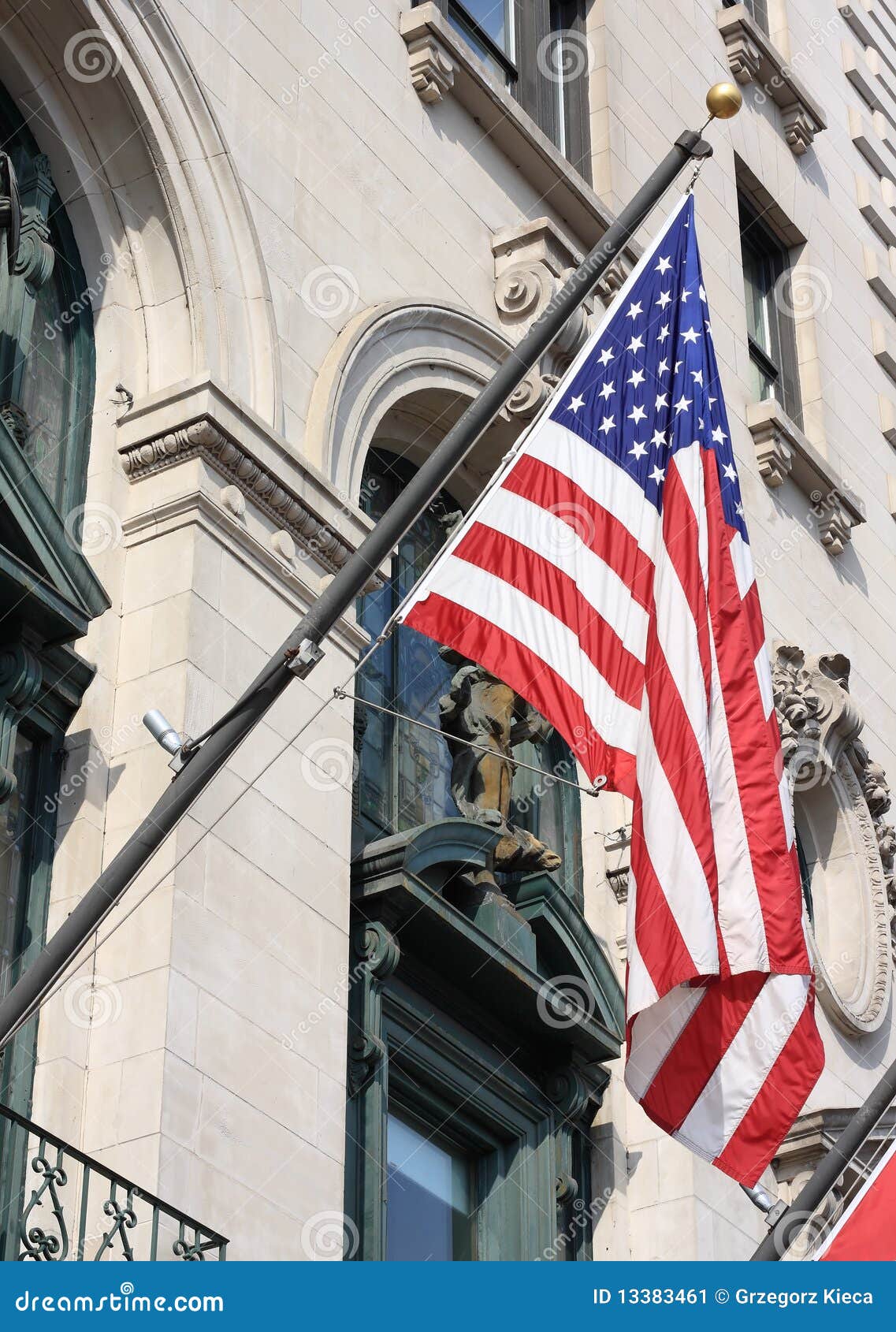 American Flag on the Side of a Building Stock Image - Image of american ...