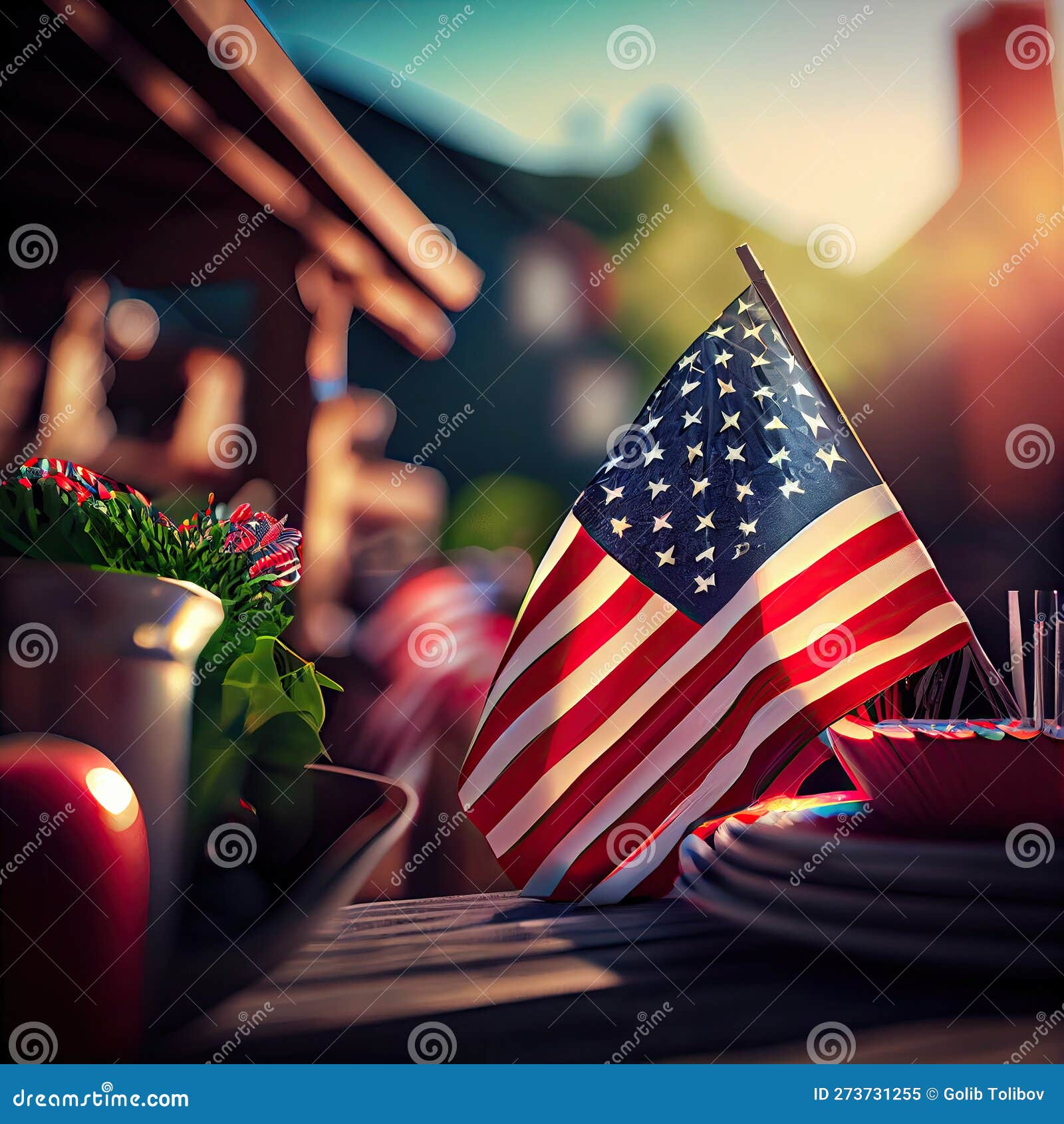 A Small American Flag Sitting on a Table. Generative AI Stock ...
