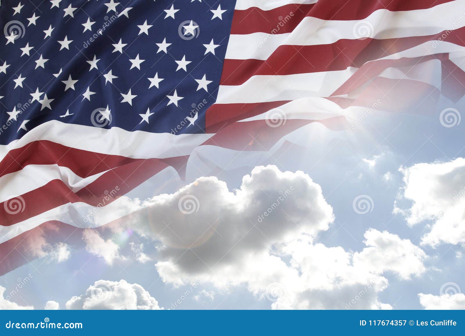 American flag in sky stock image. Image of united, patriotism - 117674357