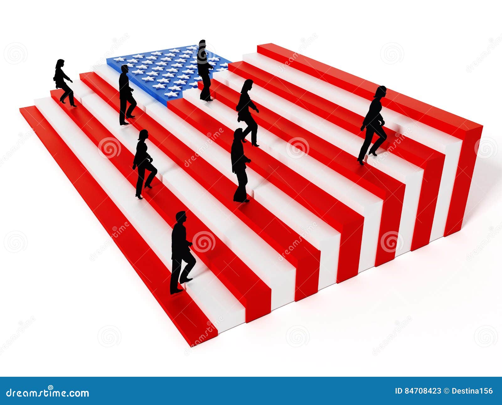 American Flag with Stripes Arranged As Ladders. 3D Illustration Stock ...