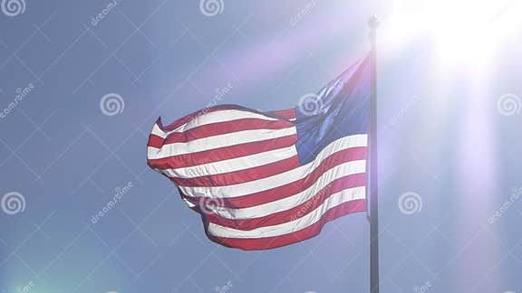 American Flag with Sun Rays Backlighting Stock Photo - Image of sunrays ...