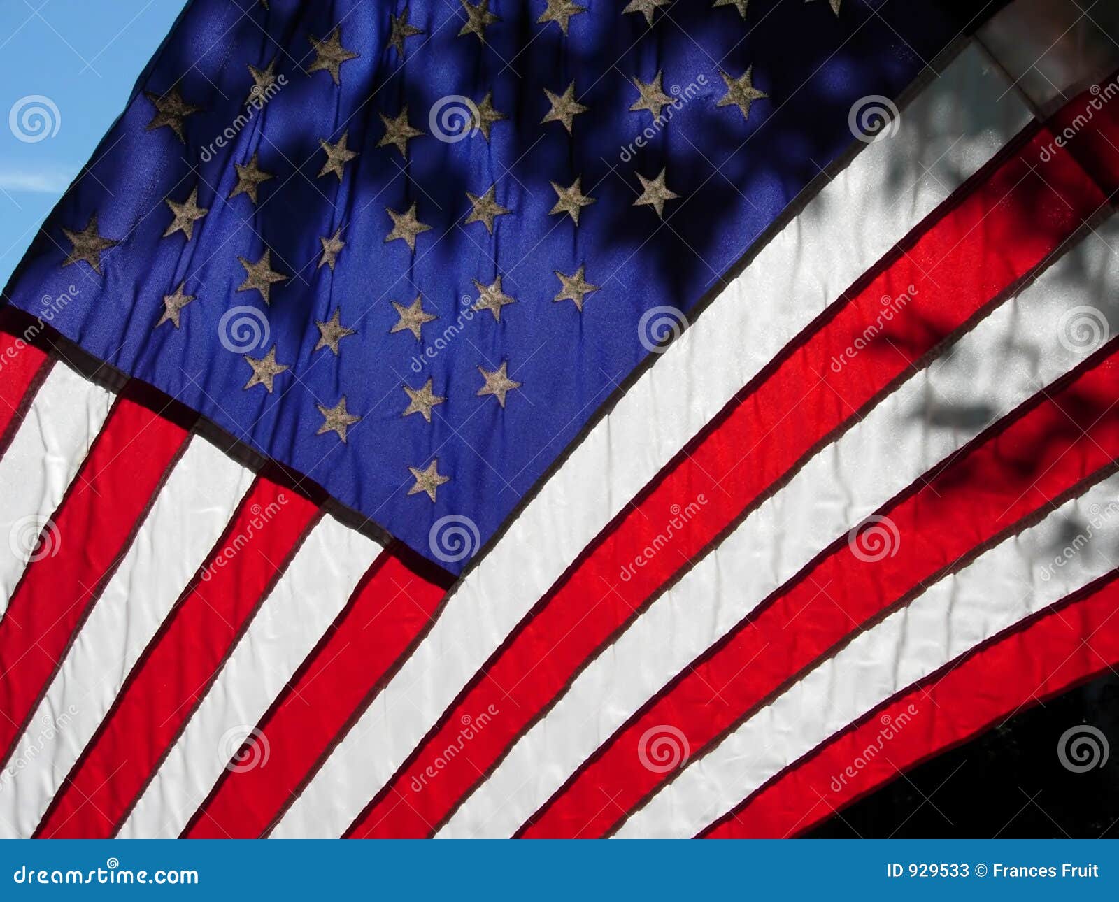 American Flag with Sun Shining through Stock Image - Image of blue ...