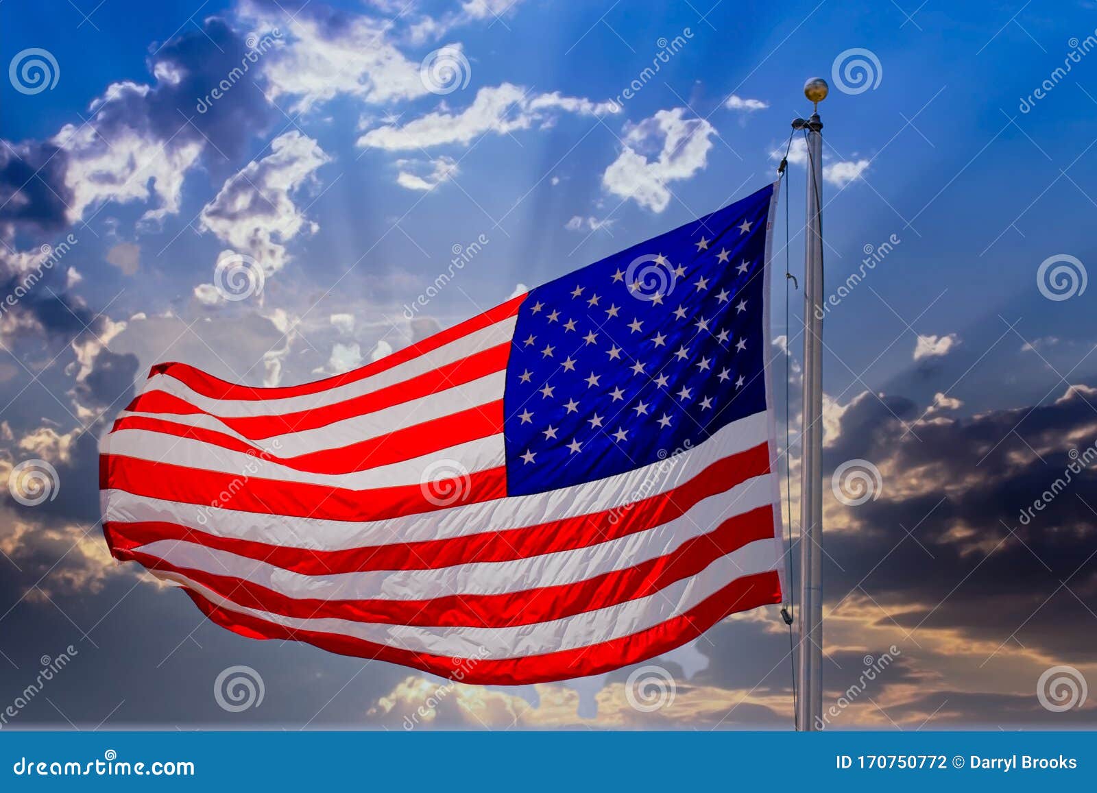 American Flag at Sunrise stock photo. Image of blue - 170750772