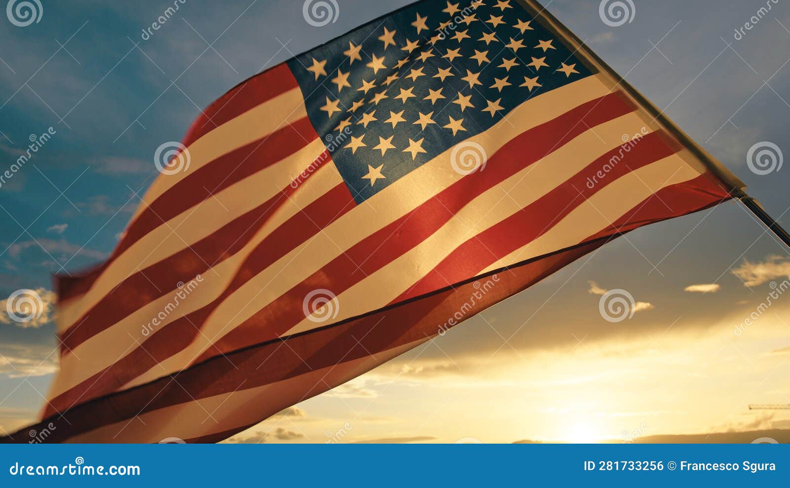 American Flag at Sunset Light Stock Illustration - Illustration of ...