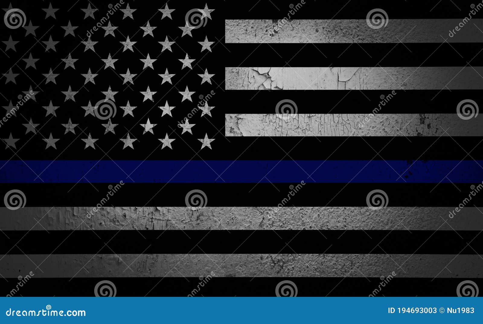 An American Flag Symbolic of Support for Law Enforcement Stock Image ...