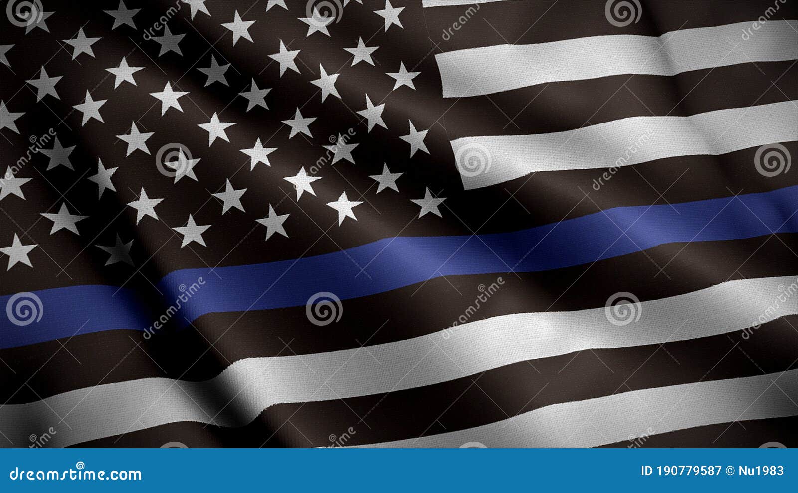 An American Flag Symbolic of Support for Law Enforcement,usa Flag Stock ...