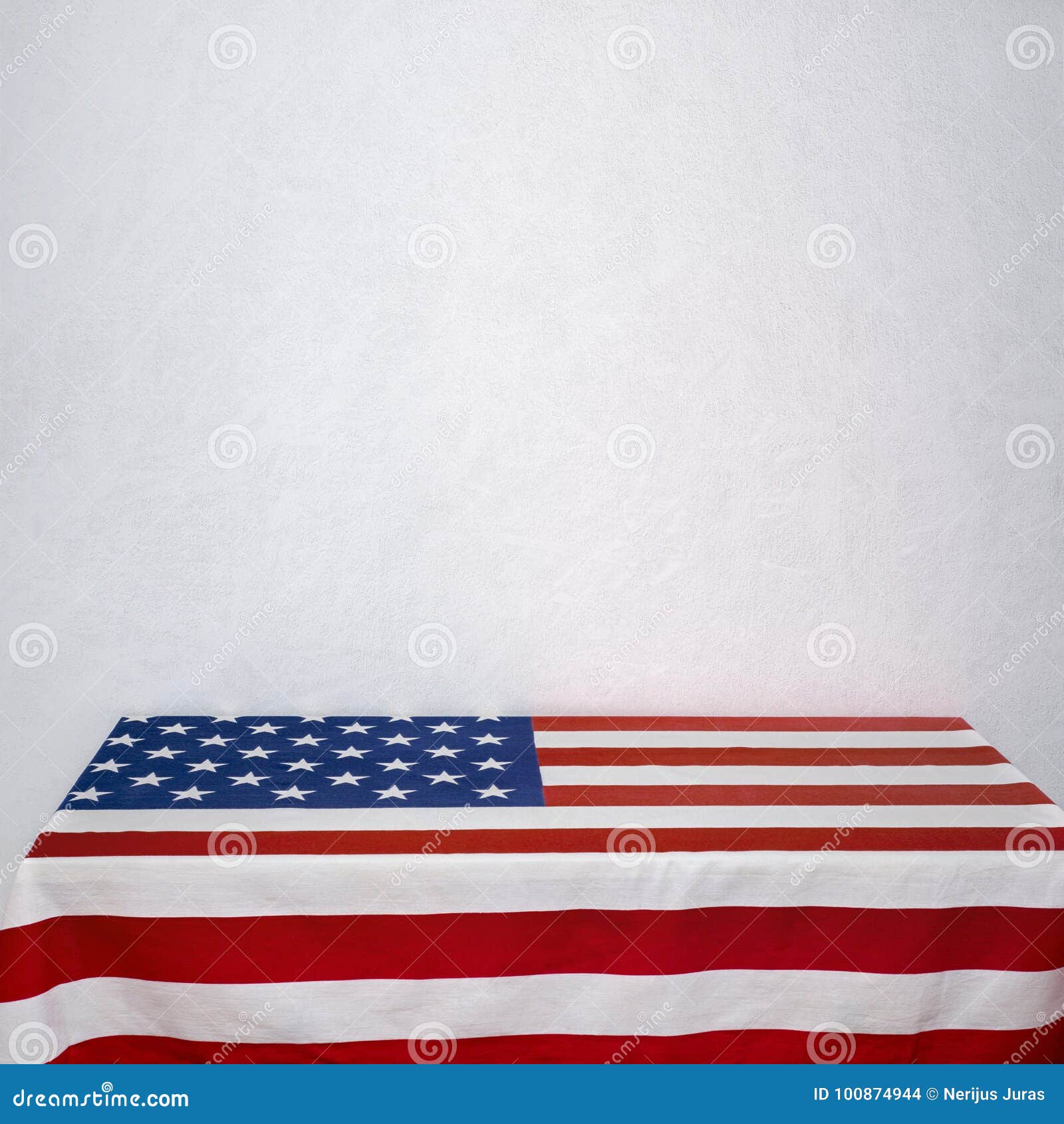 American Flag Table Near the White Wall Stock Photo - Image of america ...