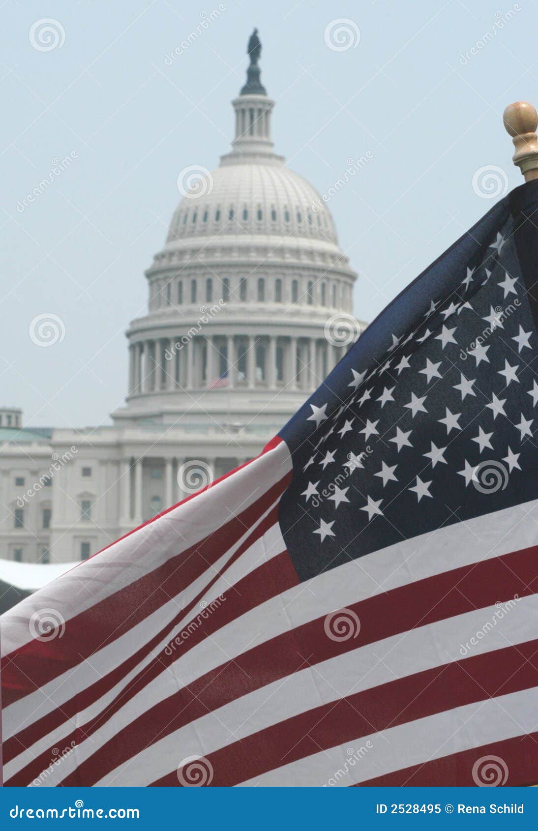 American Flag at U.S. Capitol Stock Image - Image of blue, landmark ...