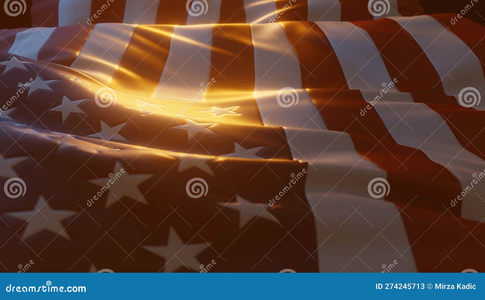 American Flag USA Flag Close Up with Atmospheric Lighting 3d Render ...