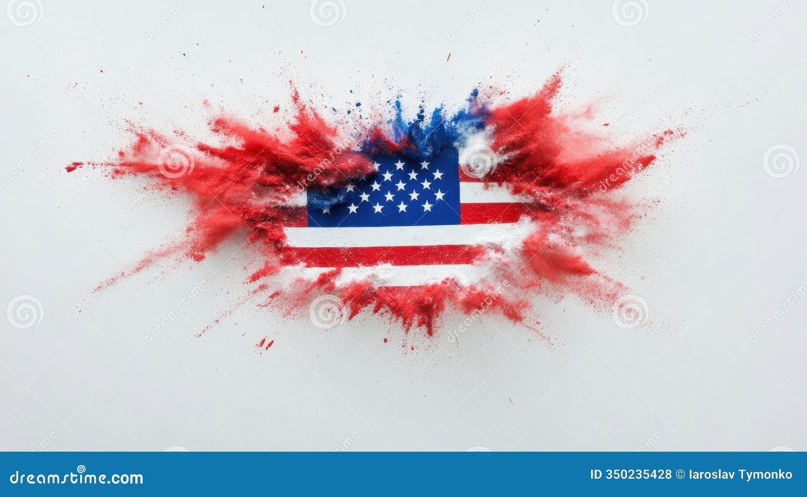 American Flag USA Exploding into Colorful Powder Creating an Abstract ...