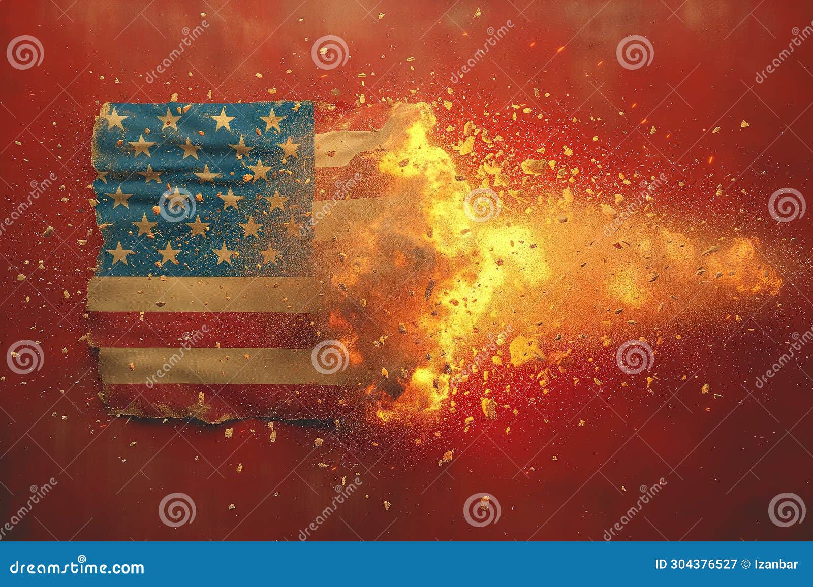 American Flag USA Star and Stripes Exploding Generative AI Stock ...