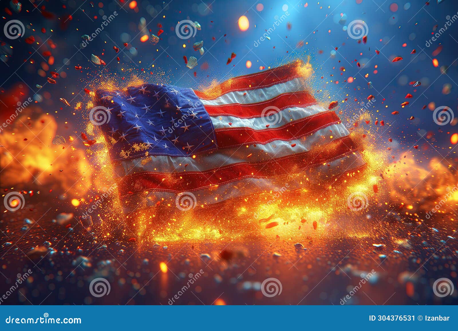 American Flag USA Star and Stripes Exploding Generative AI Stock ...