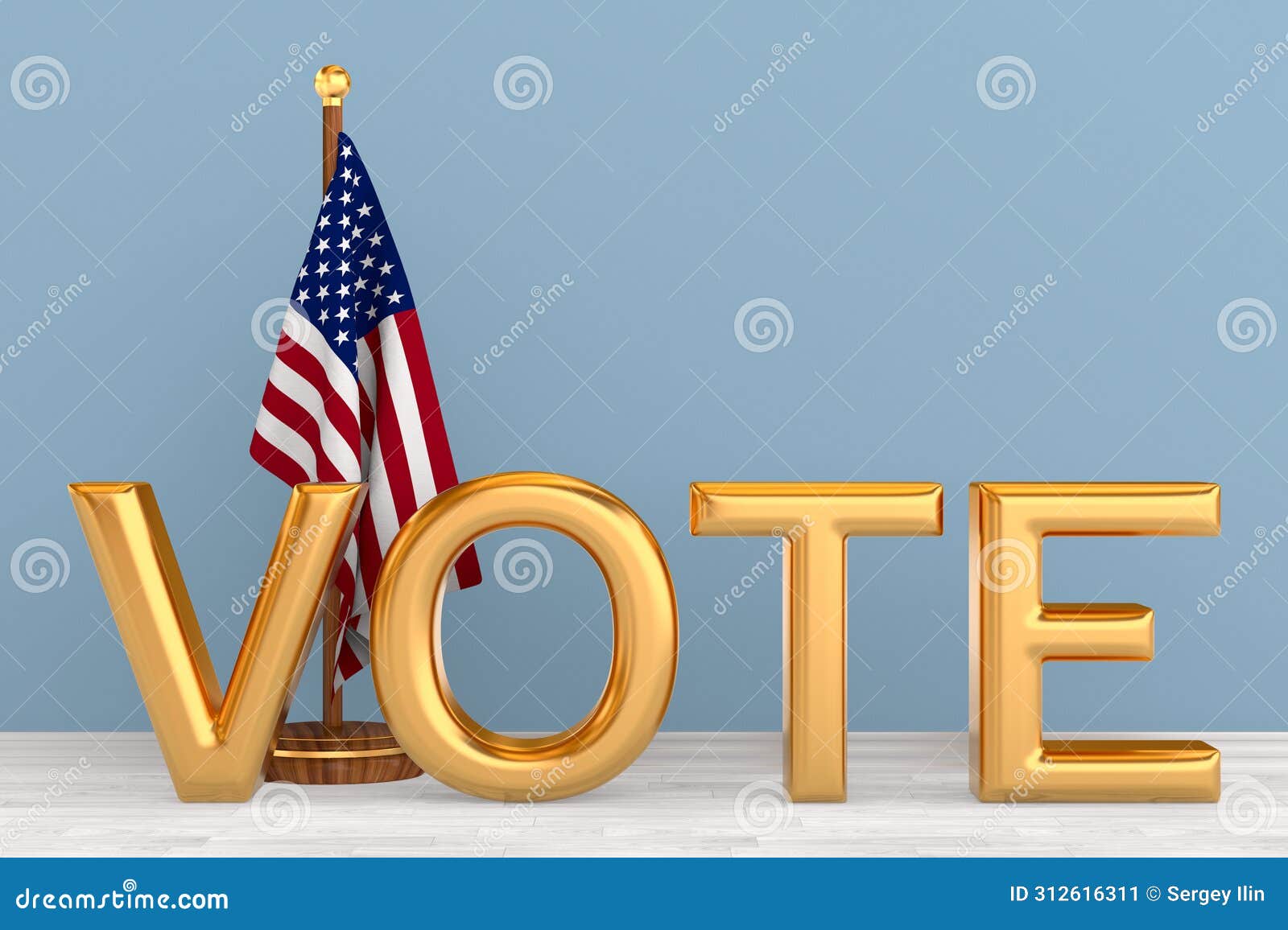 American Flag and Vote. 3d Illustration Stock Illustration ...
