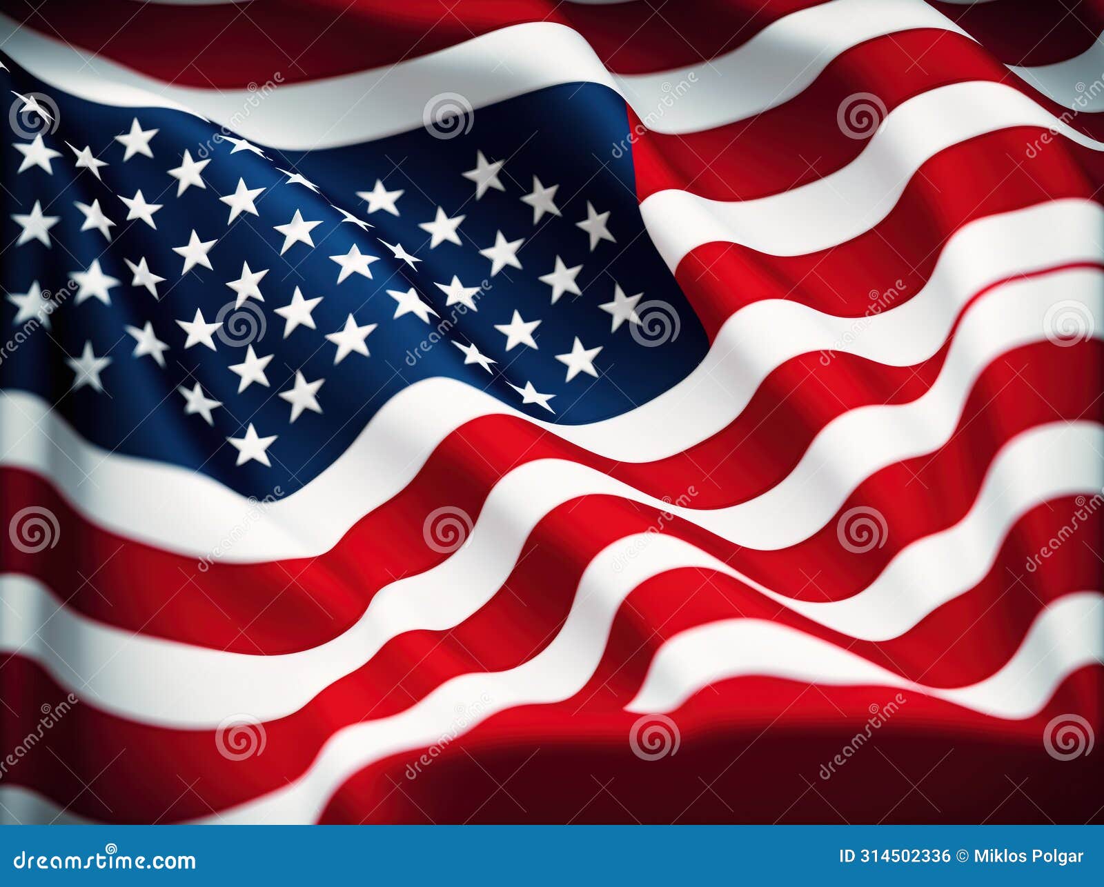 An American Flag Waving in the Wind. Stock Photo - Image of united ...