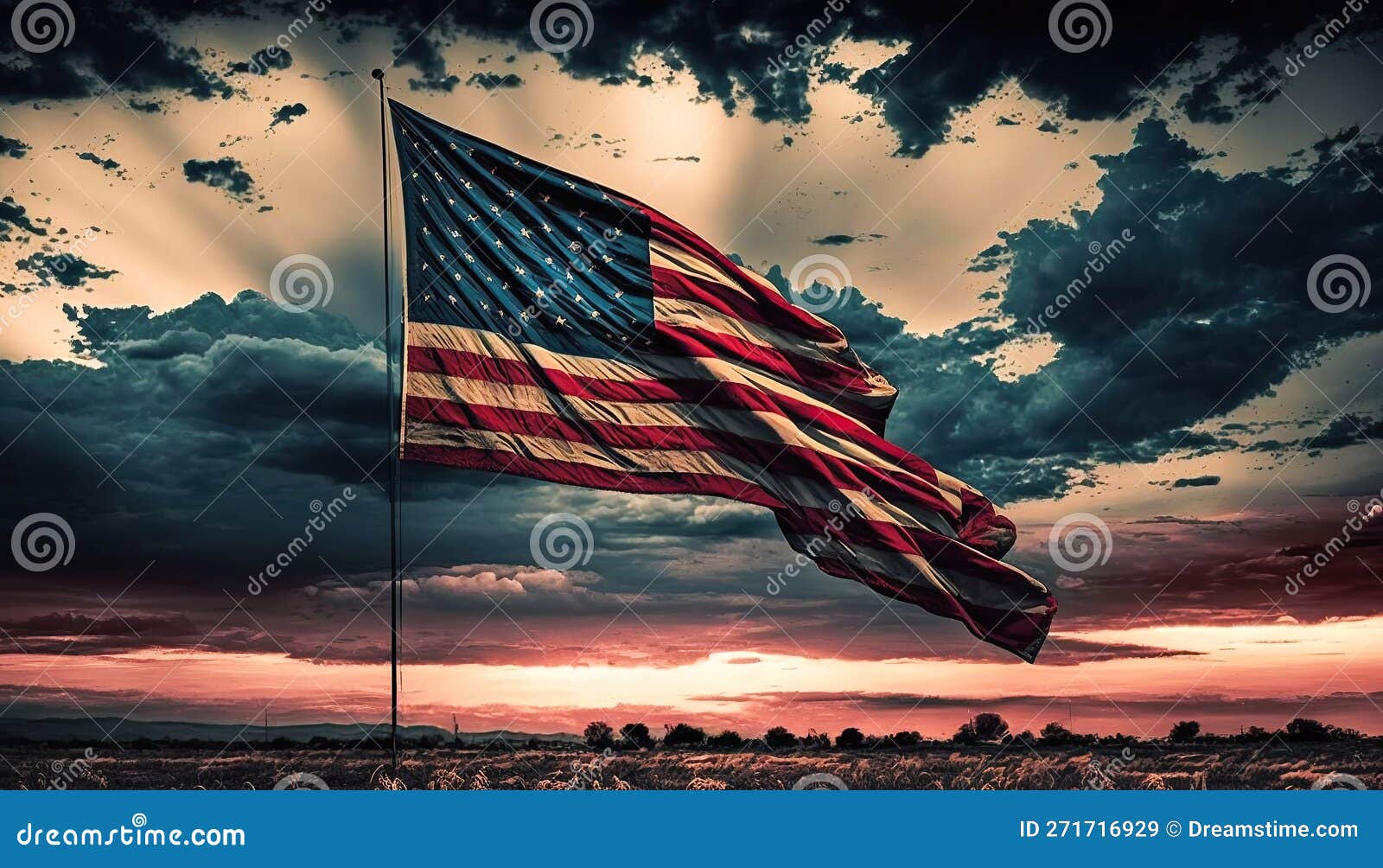 American Flag in the Wind . Stock Illustration - Illustration of flag ...