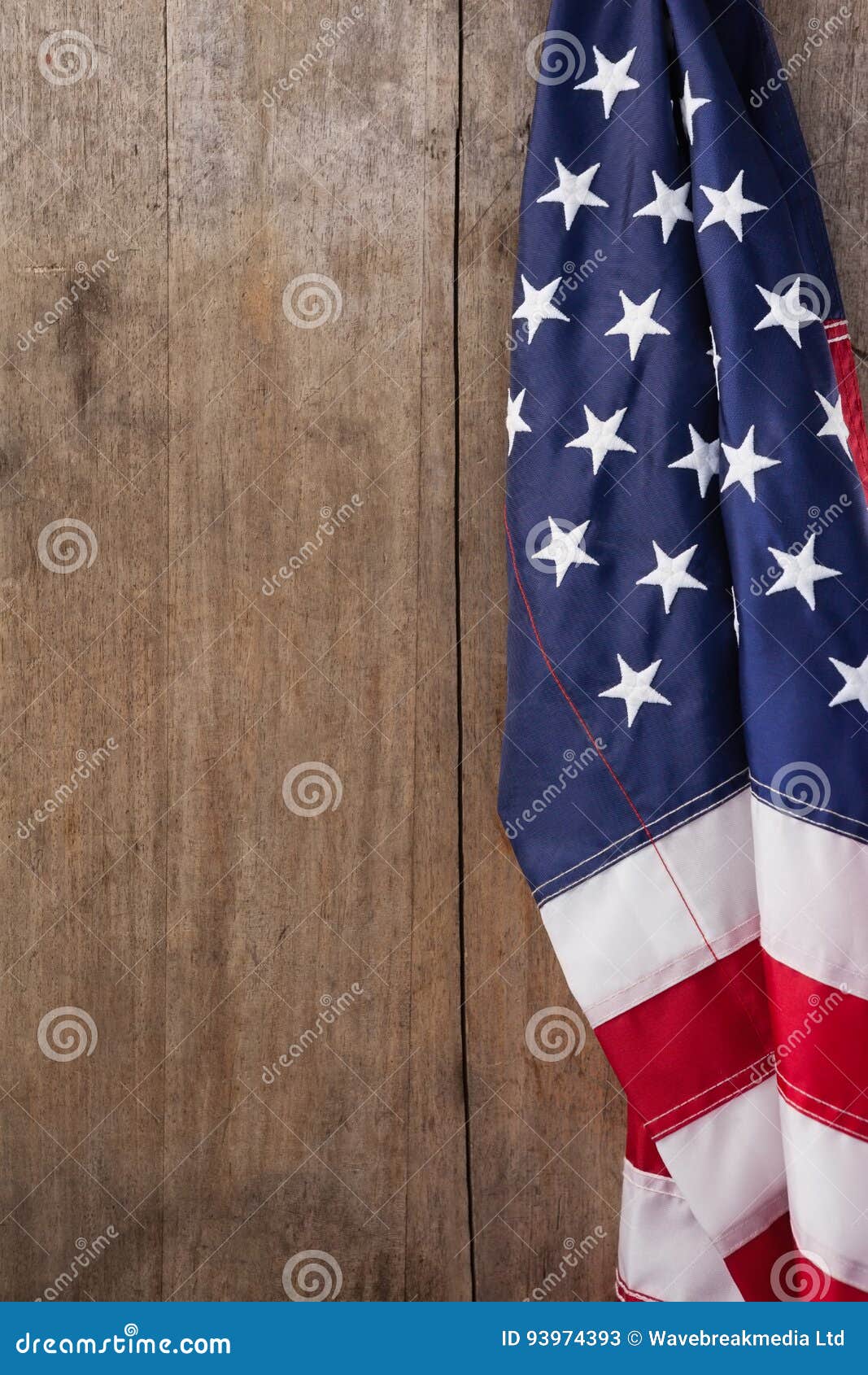 American Flag on a Wooden Table Stock Image - Image of national ...