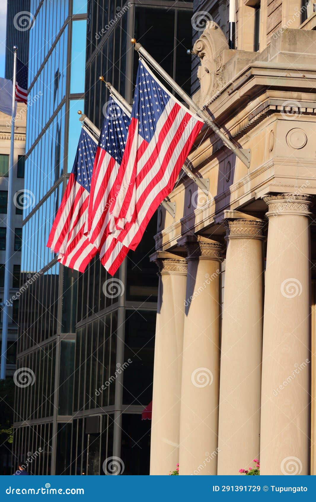American flags in Boston stock image. Image of freedom - 291391729