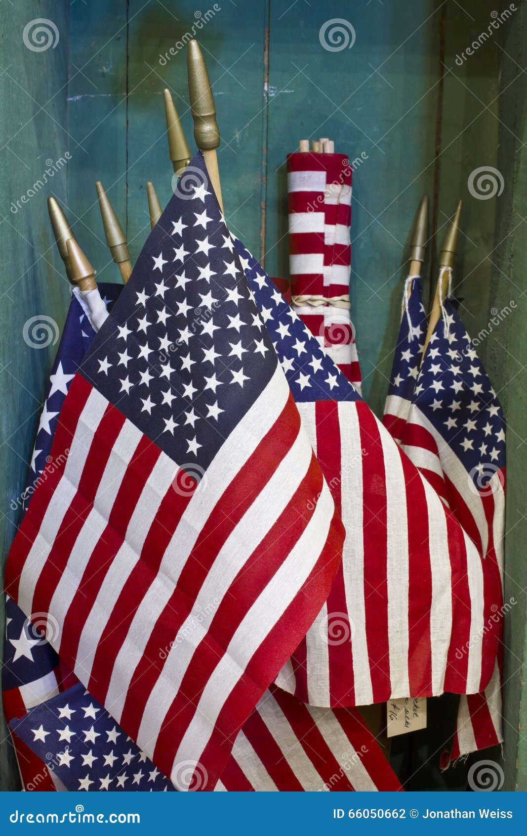 American Flags on Display in a Green Box Stock Photo - Image of glory ...