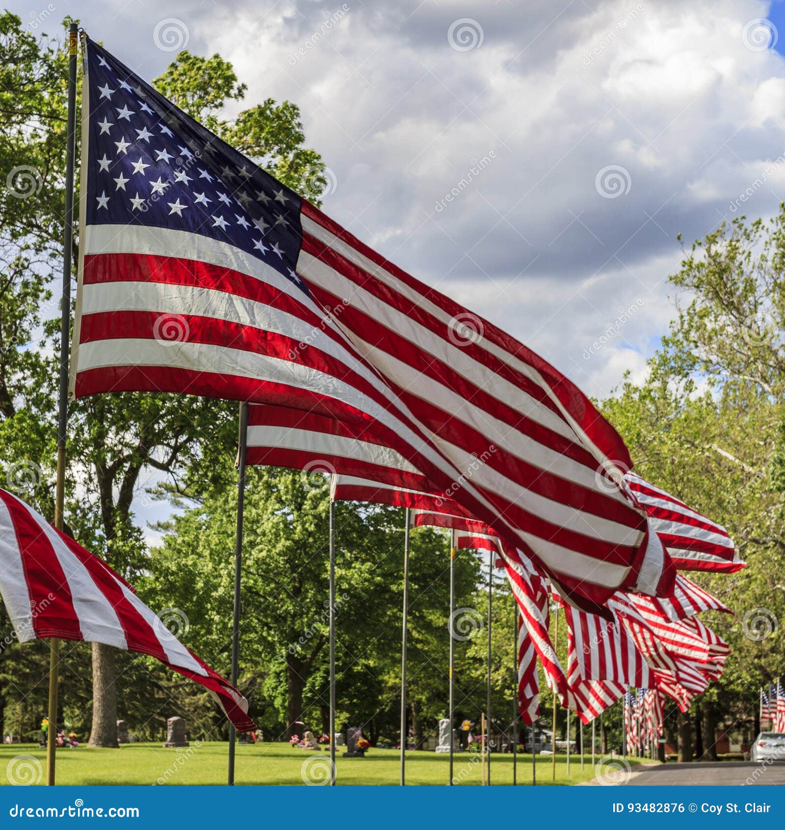 Multiple American Flags Flying In A Park Royalty-Free Stock Photo ...