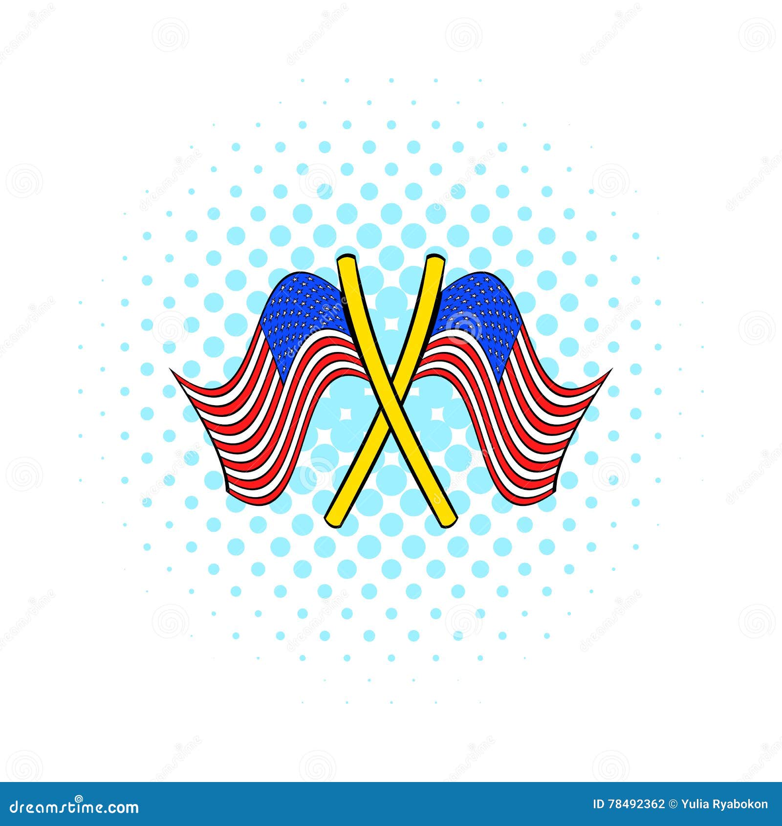 American Flags Icon, Comics Style Stock Vector - Illustration of ...
