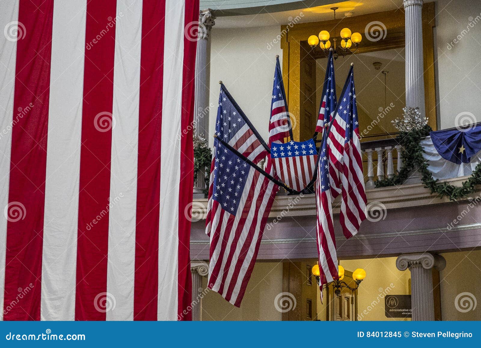 American Flags at the Old Courthouse in Downtown St. Louis Stock Image ...