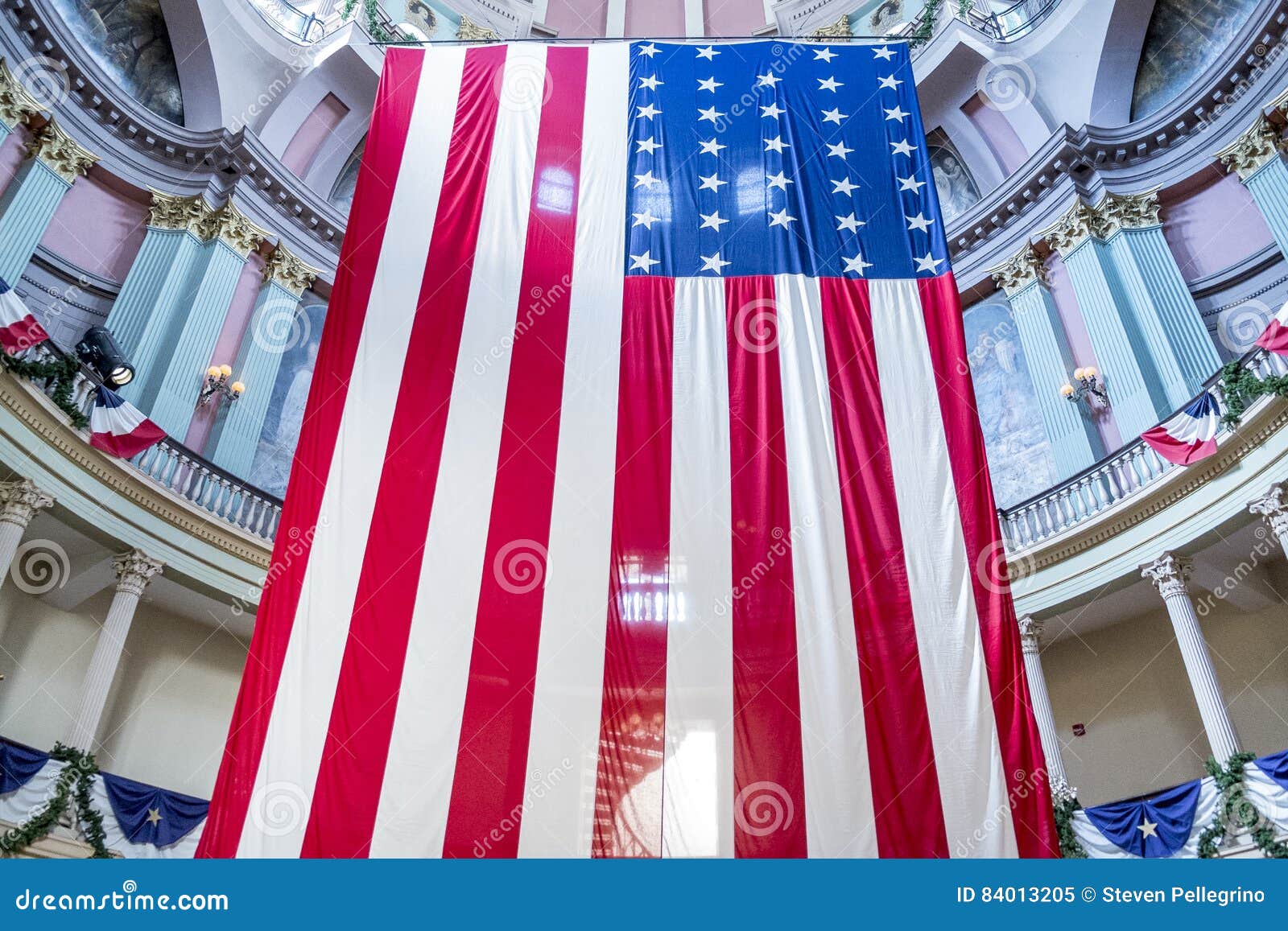 American Flags at the Old Courthouse in Downtown St. Louis Stock Image ...
