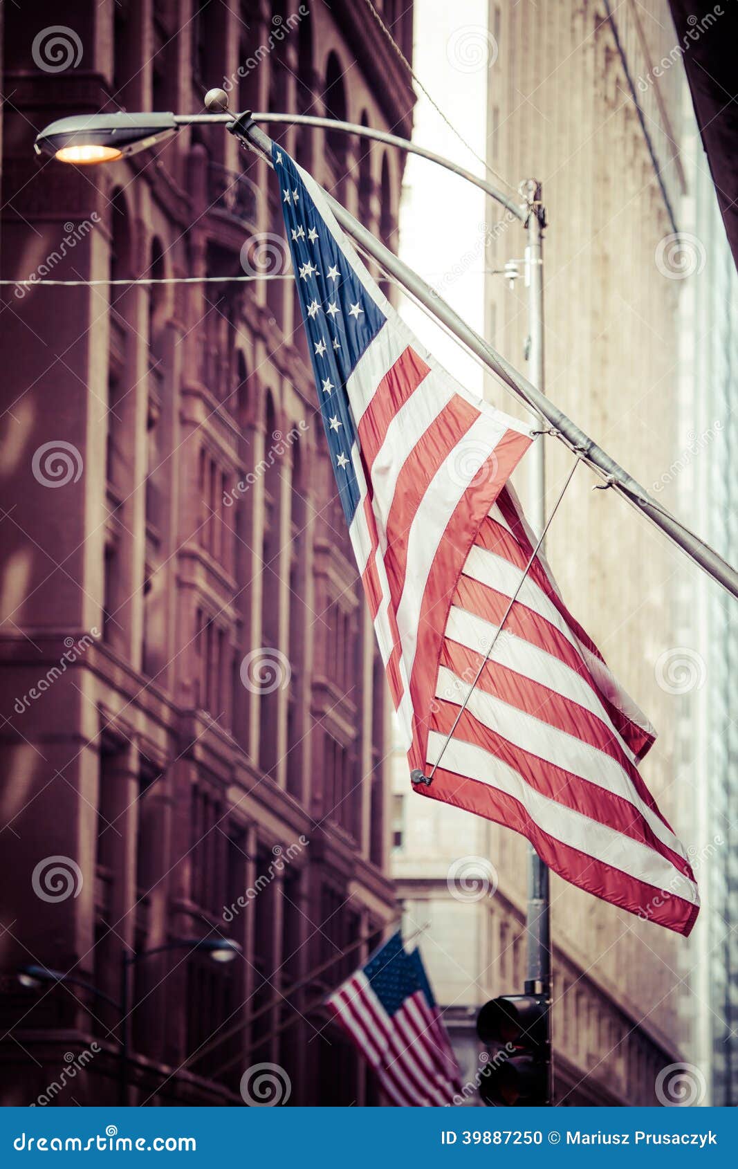 American Flags Outside a Building Stock Photo - Image of folds ...