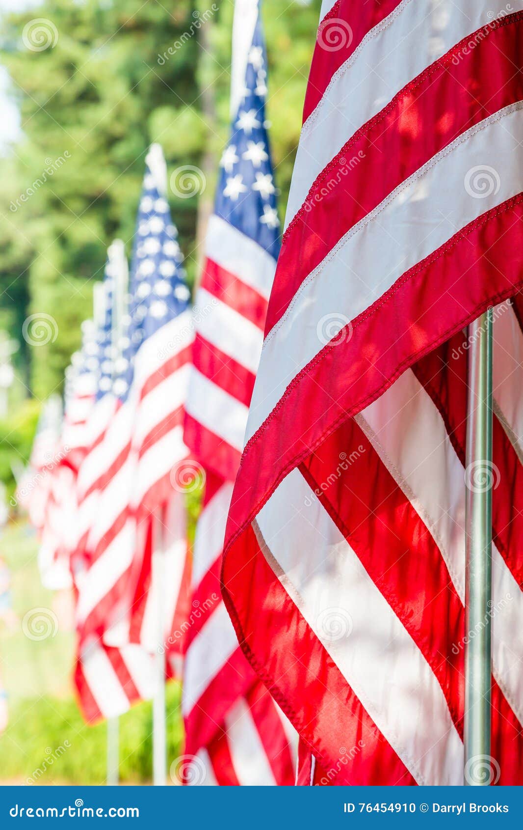 American Flags in a Row stock photo. Image of flags, celebration - 76454910