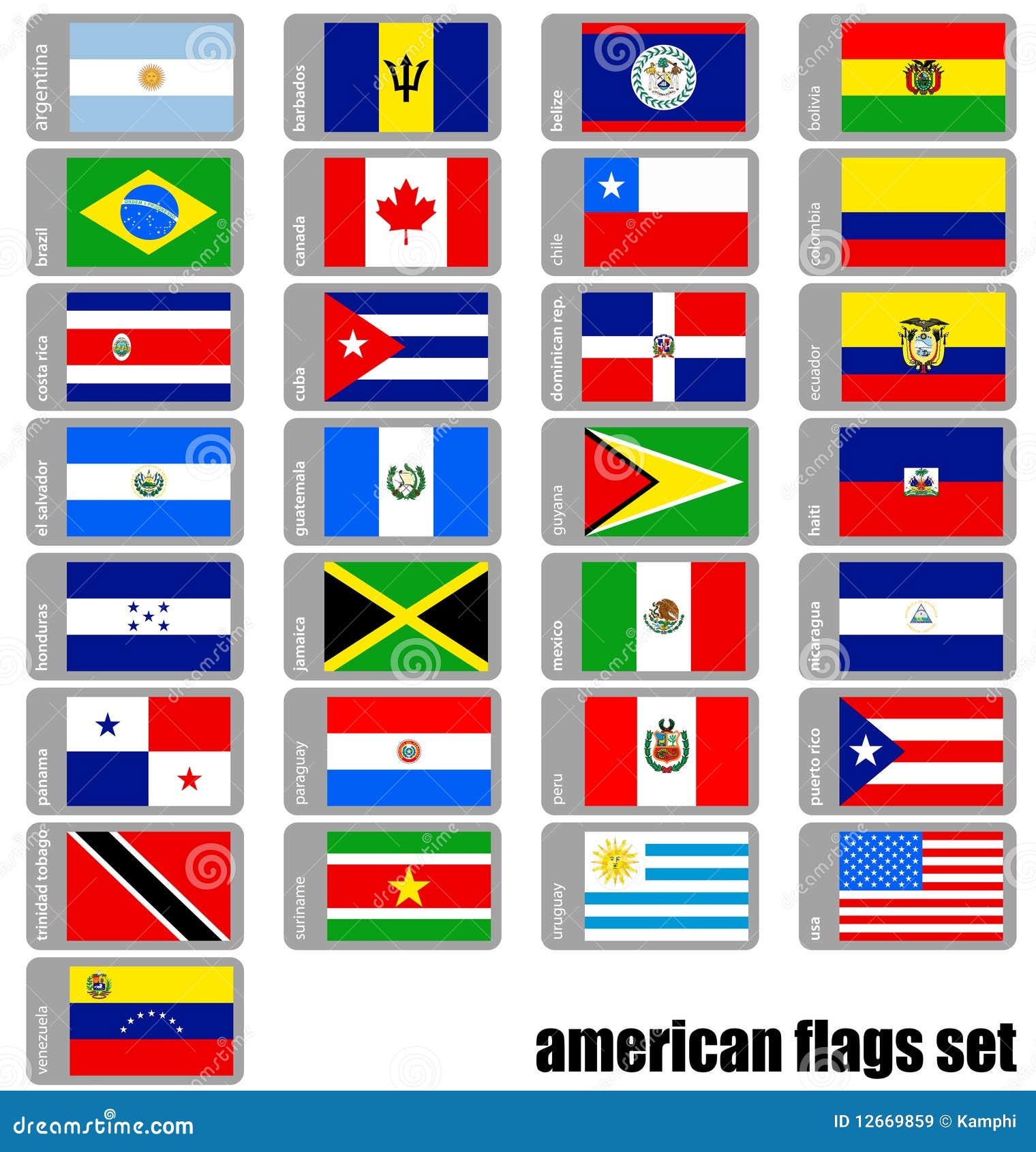 American flags set stock illustration. Illustration of belize - 12669859