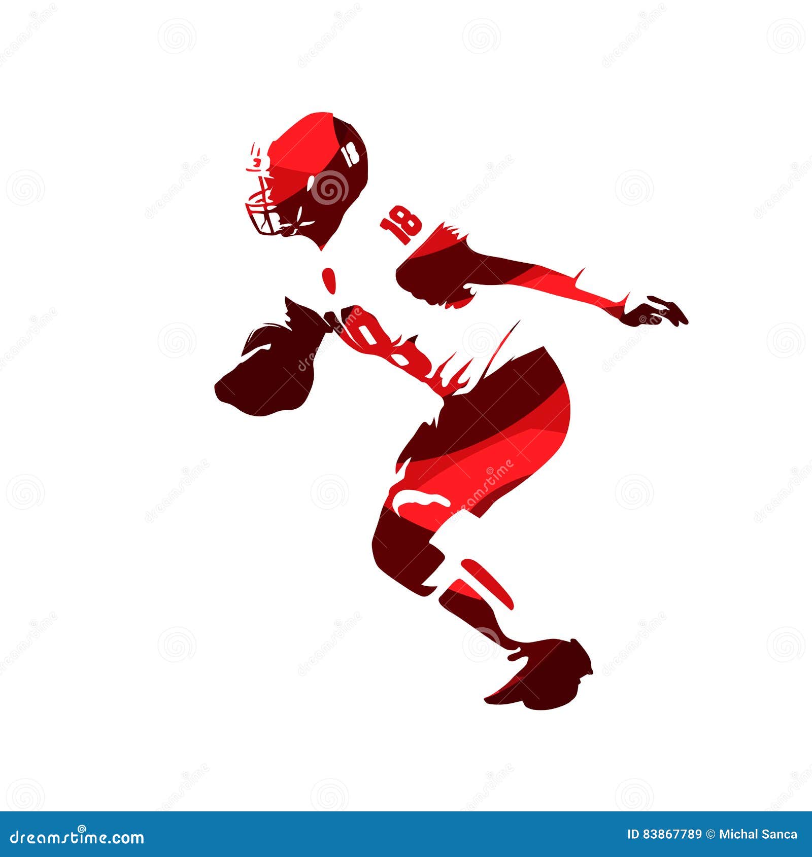 American Footbal Player, Red Vector Silhouette Stock Vector ...