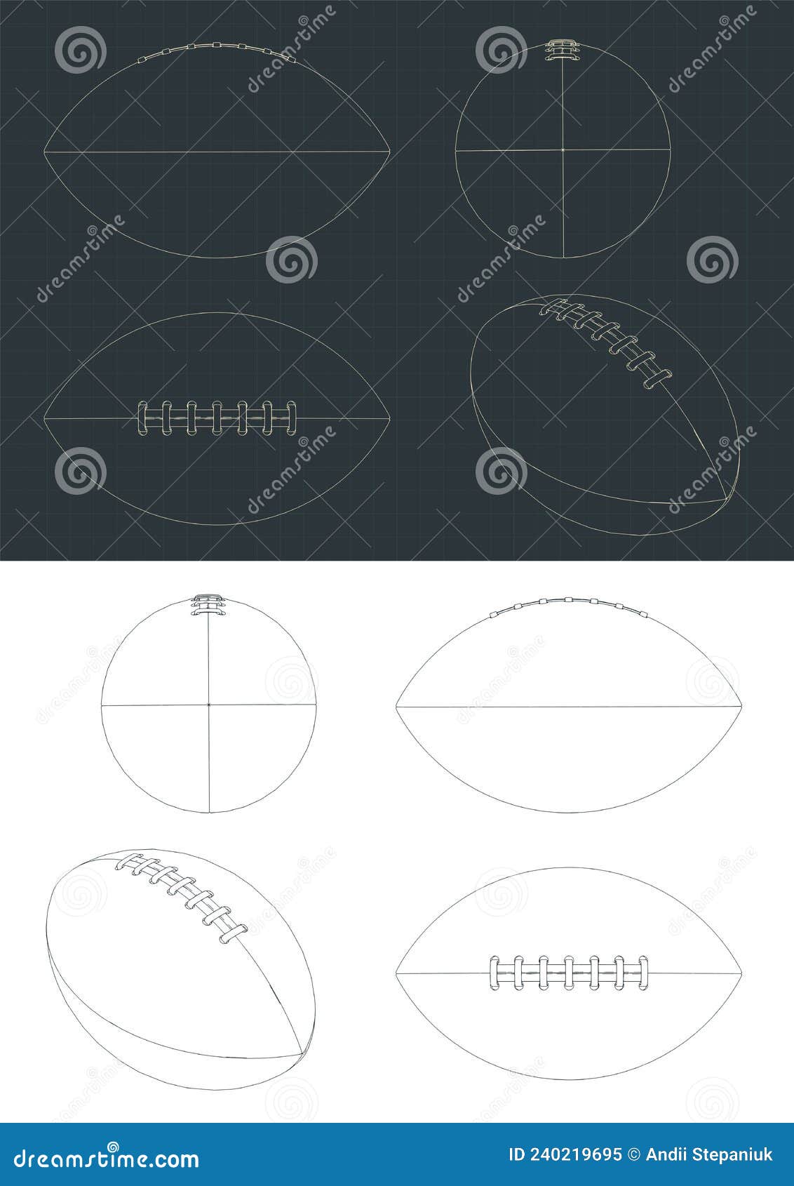 American Football Ball Blueprints Stock Vector - Illustration of ...