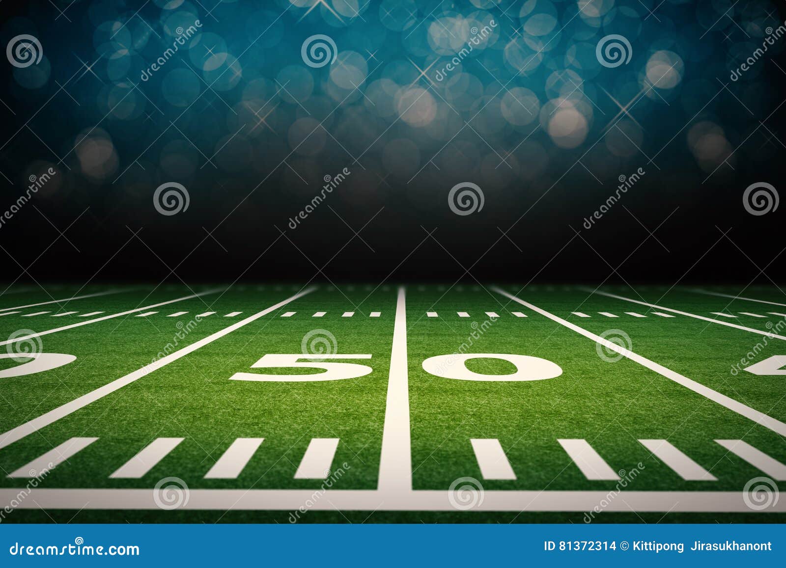 Football Field With White Marks, Green Grass In Soccer Field. Outdoor ...