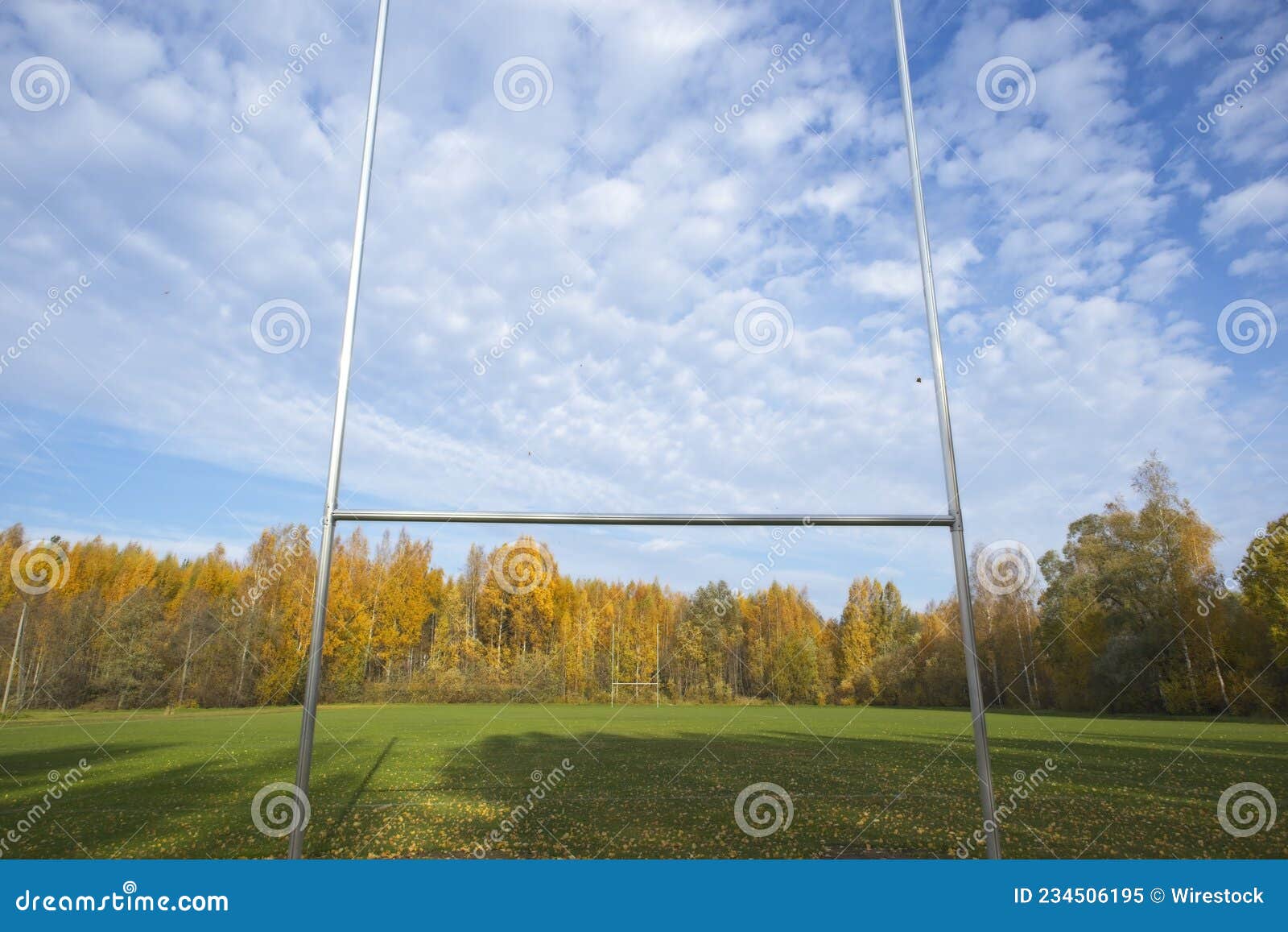 American Football Goal Post on an Empty Field Stock Image - Image of ...