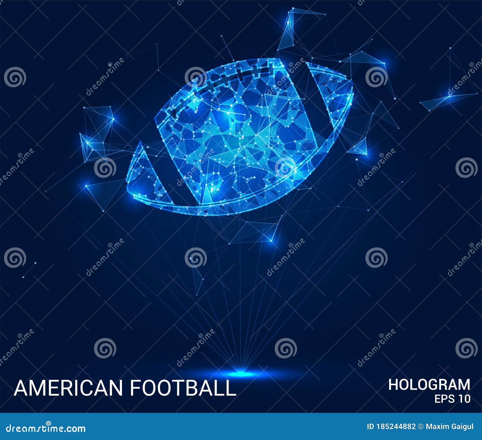 American Football Hologram. a Football Ball Made of Polygons, Triangles ...