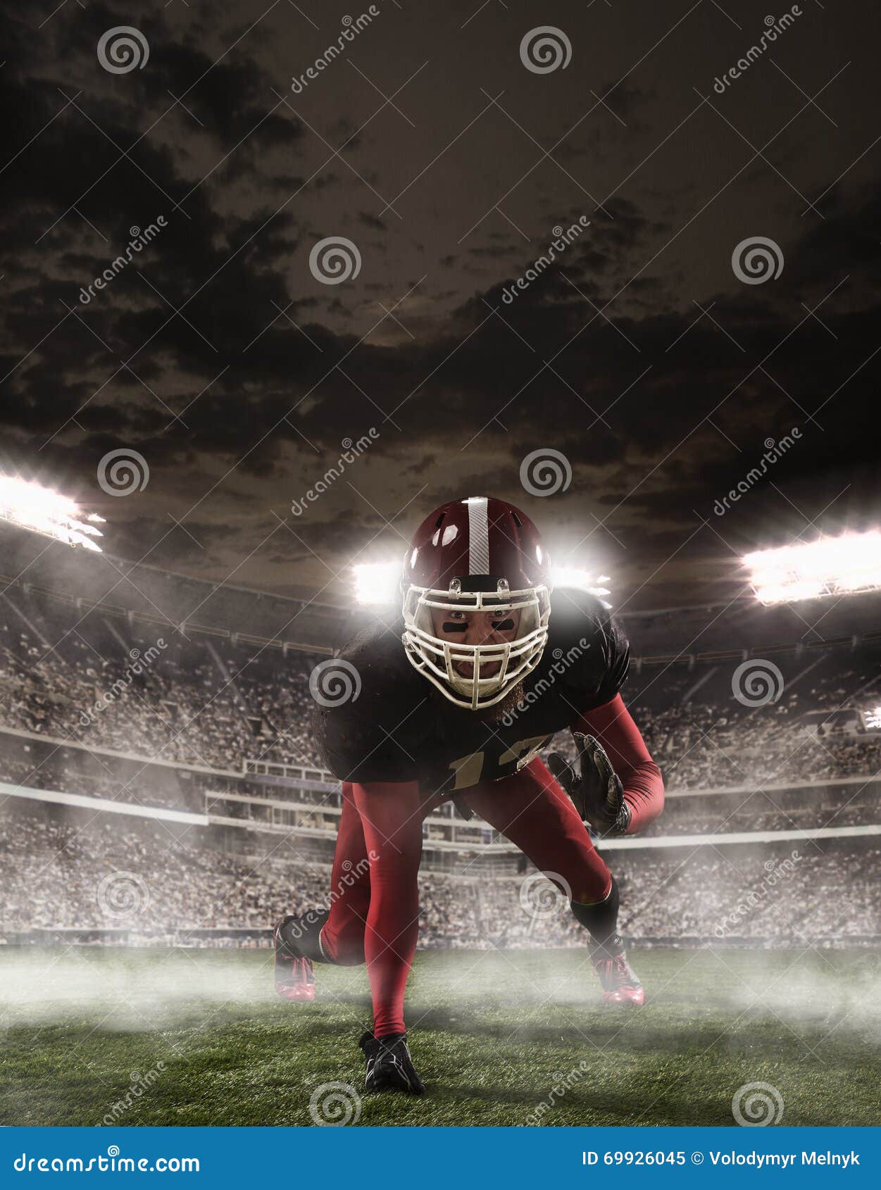 The American Football Player in Action Stock Image - Image of effort ...