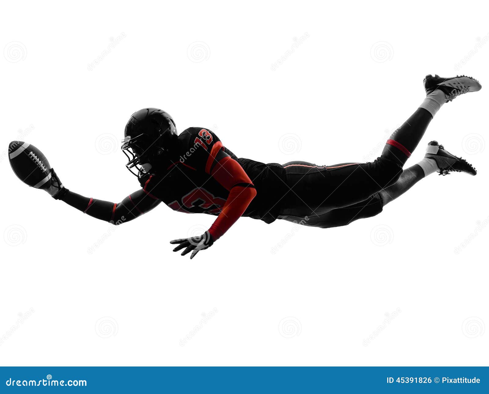 American Football Player Scoring Touchdown Silhouette Stock Photo ...