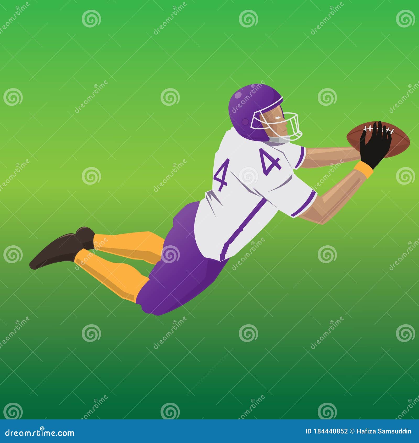 American Football Player Scoring Touchdown. Vector Illustration ...