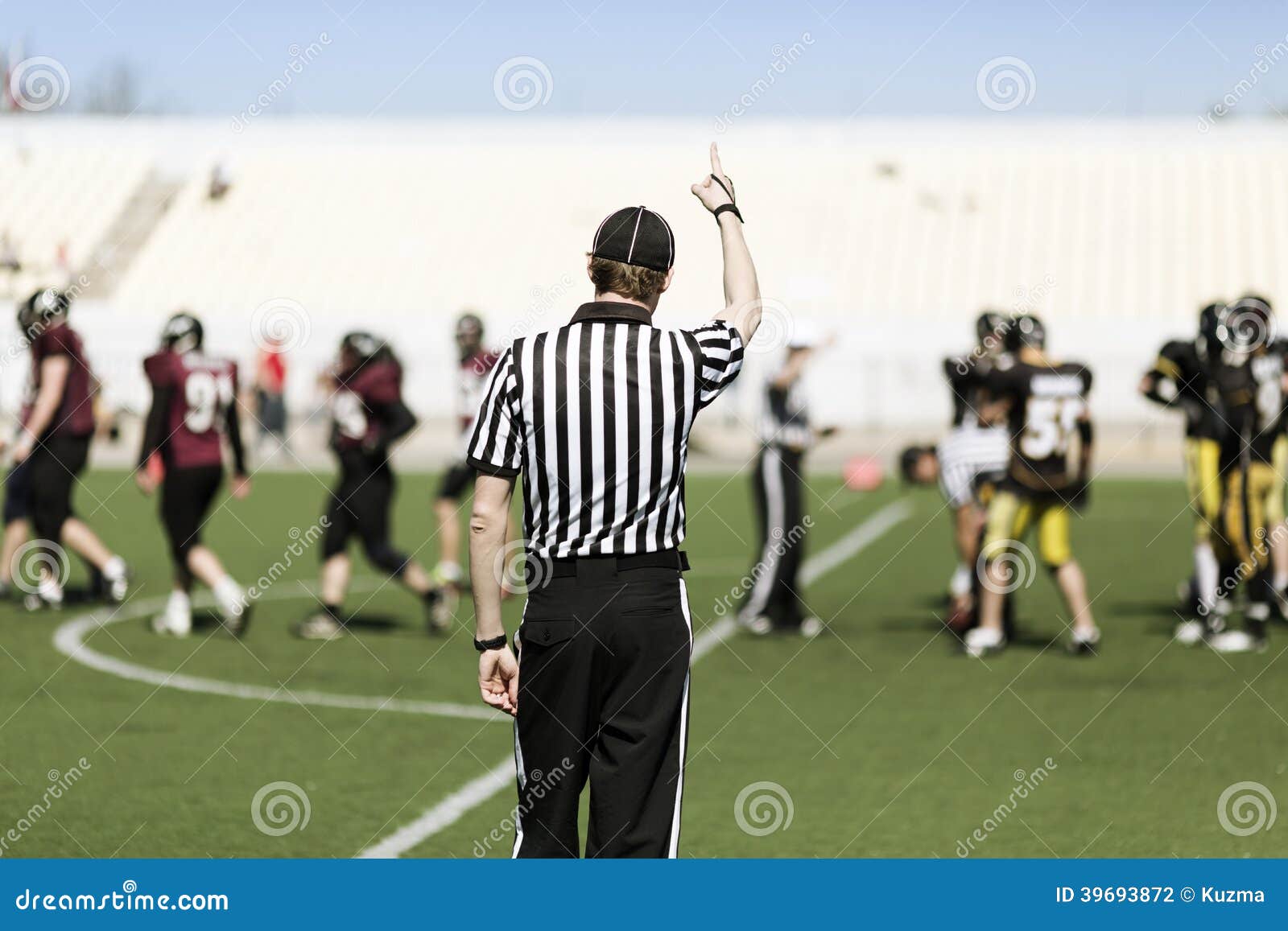 American Football Referee with Hand Up Stock Photo - Image of ...