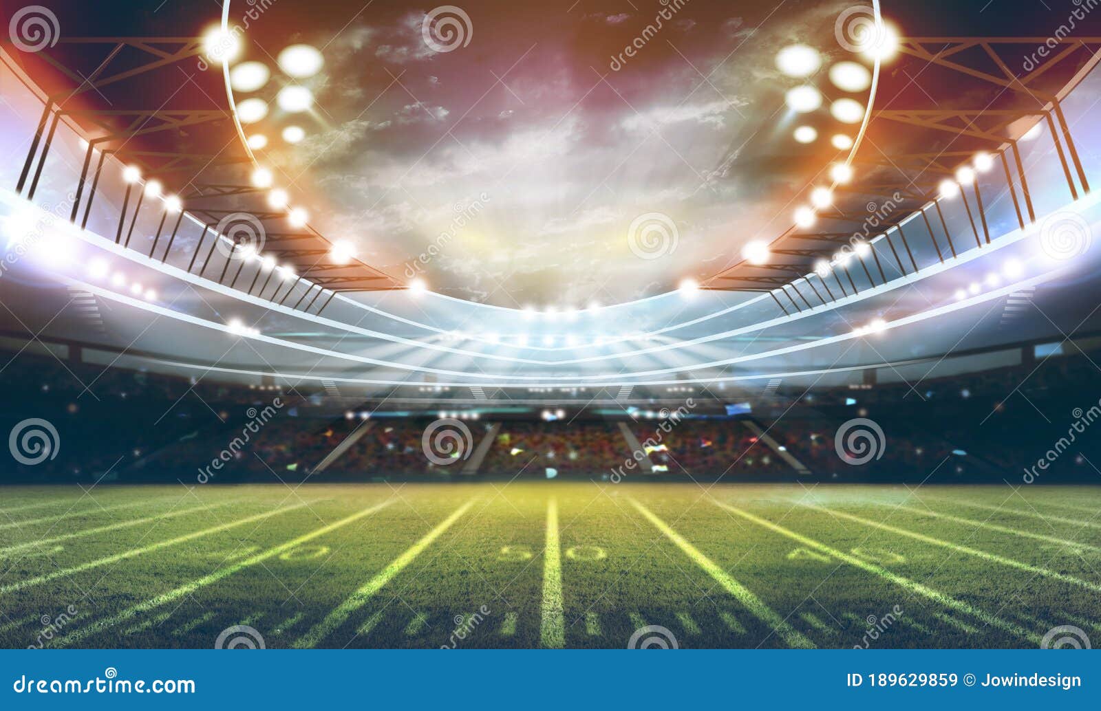 American Football Stadium 3D Stock Image - Image of floodlight, kick ...