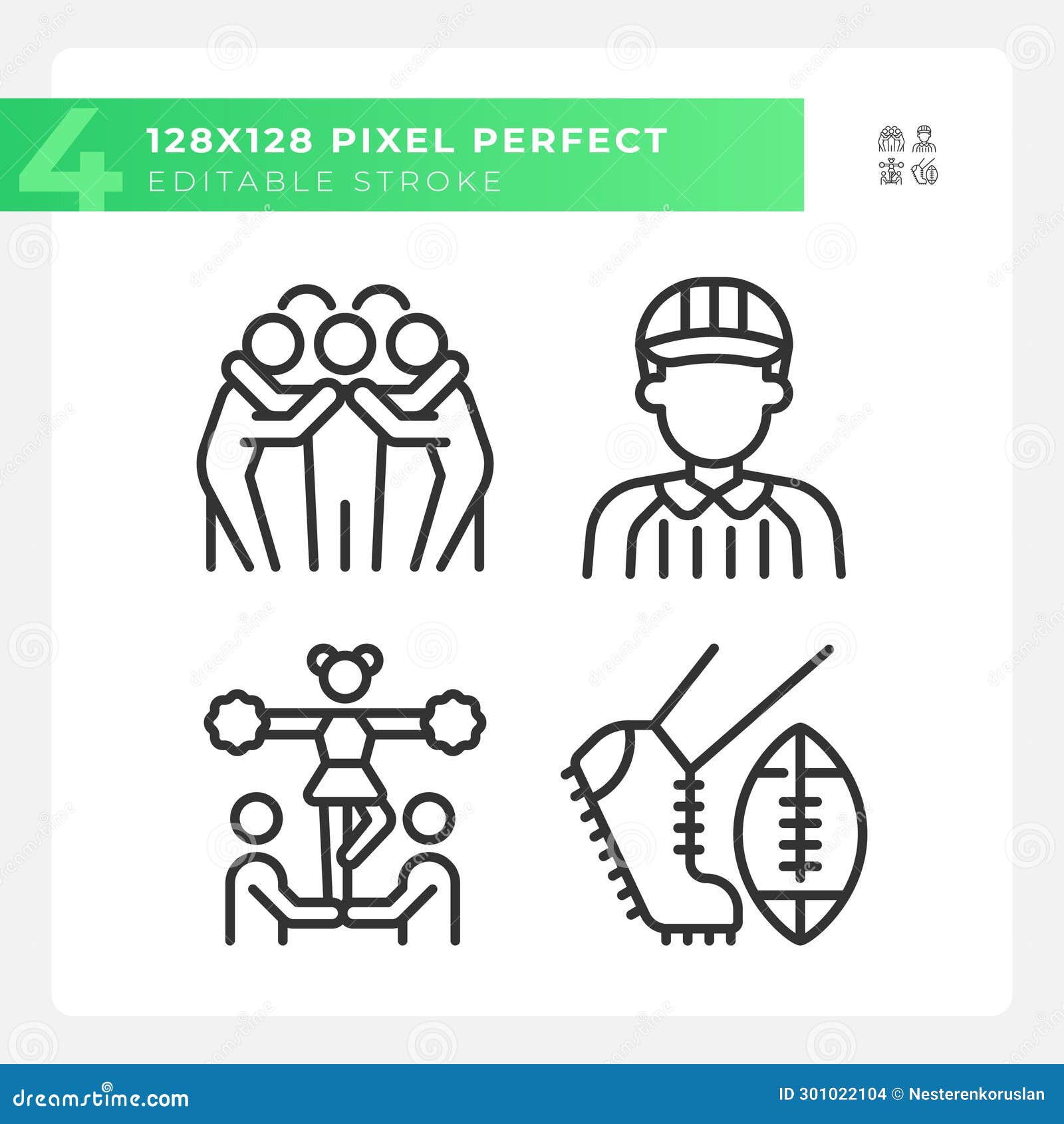 American Football Team Linear Icons Set Stock Vector - Illustration of ... American Football Team Linear Icons Set Stock Vector - Illustration of ...
