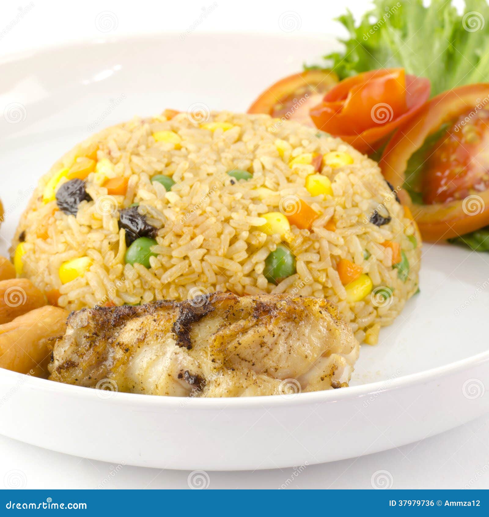 American Fried Rice Isolated on White Stock Photo - Image of healthy ...