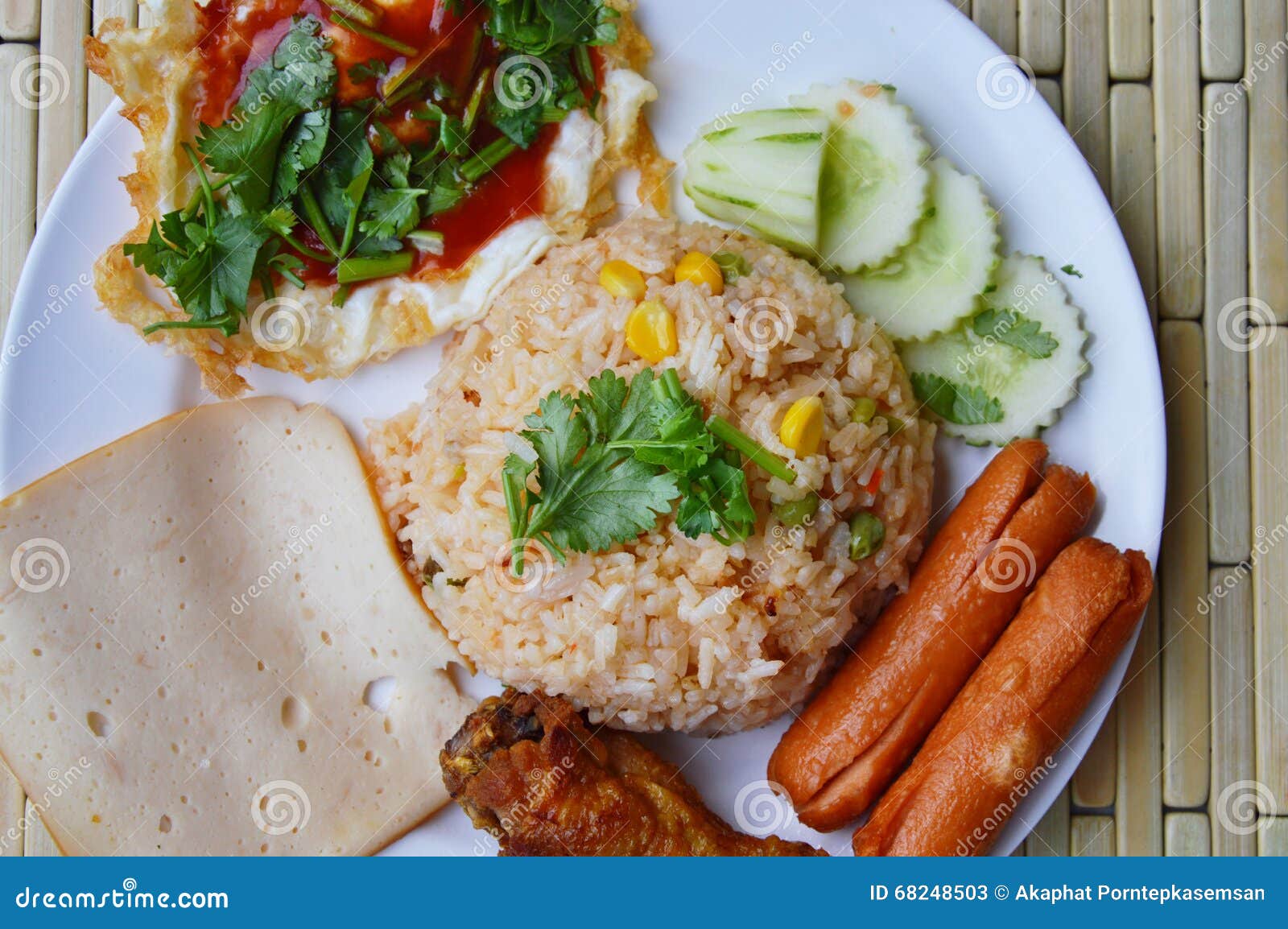 American Fried Rice Thai Applied Food on Dish Stock Image - Image of ...