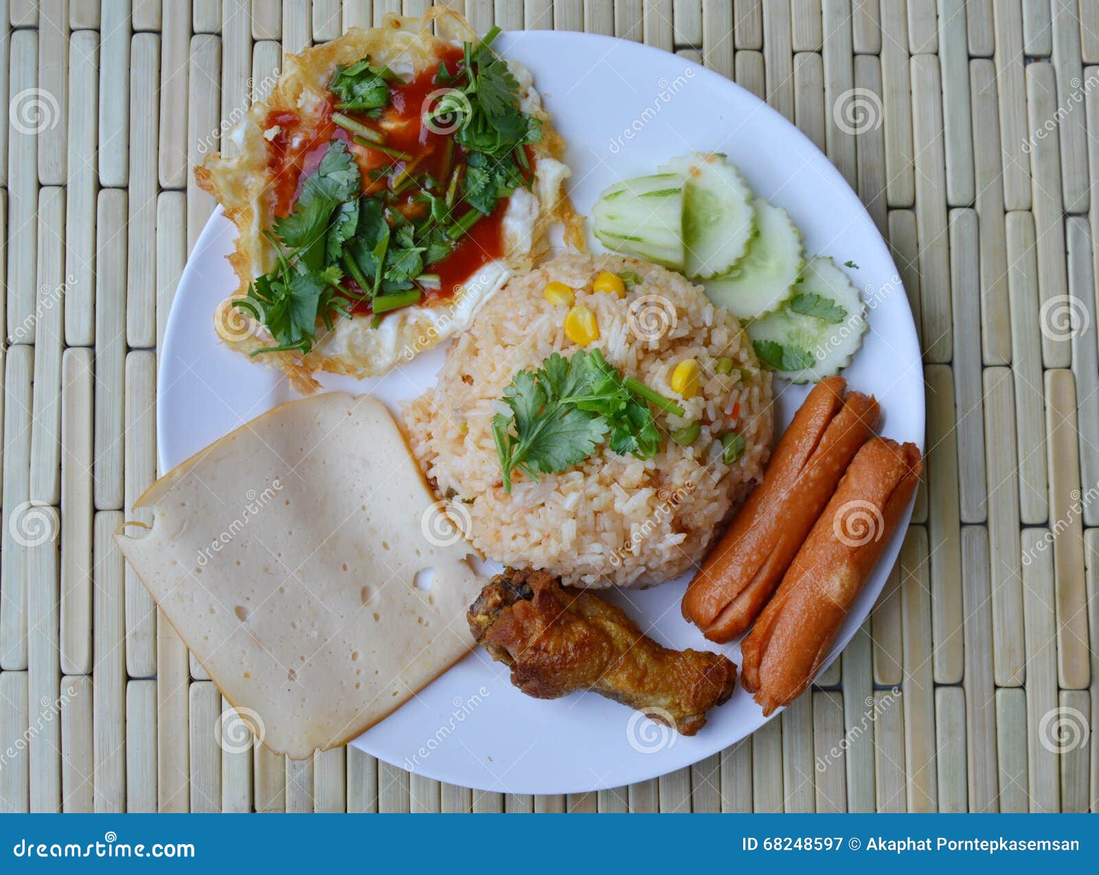 American Fried Rice Thai Applied Food on Dish Stock Image - Image of ...