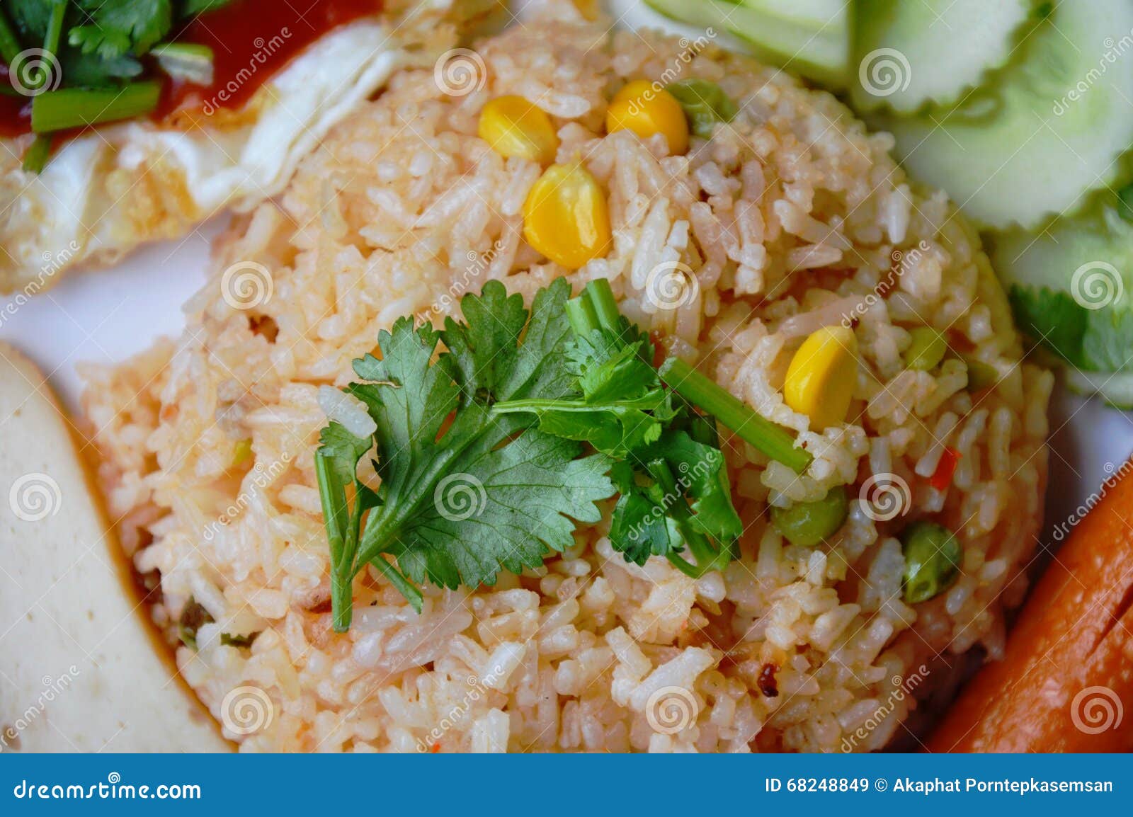 American Fried Rice Thai Applied Food on Dish Stock Image - Image of ...