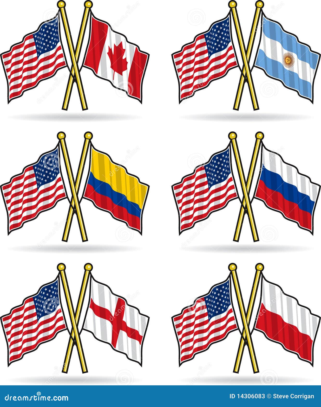 American Friendship Flags stock vector. Illustration of england - 14306083